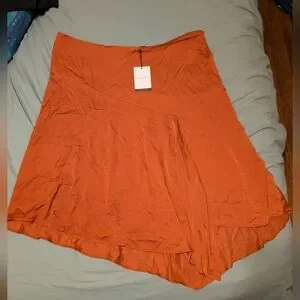 Who What Wear | Skirts | Rust Satin Asymmetrical Midi Skirt | Poshmark